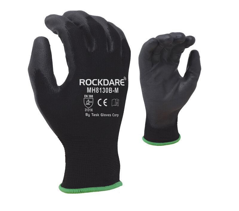 (TSK2001) Task Gloves - Polyurethane Black Palm Coated Gloves