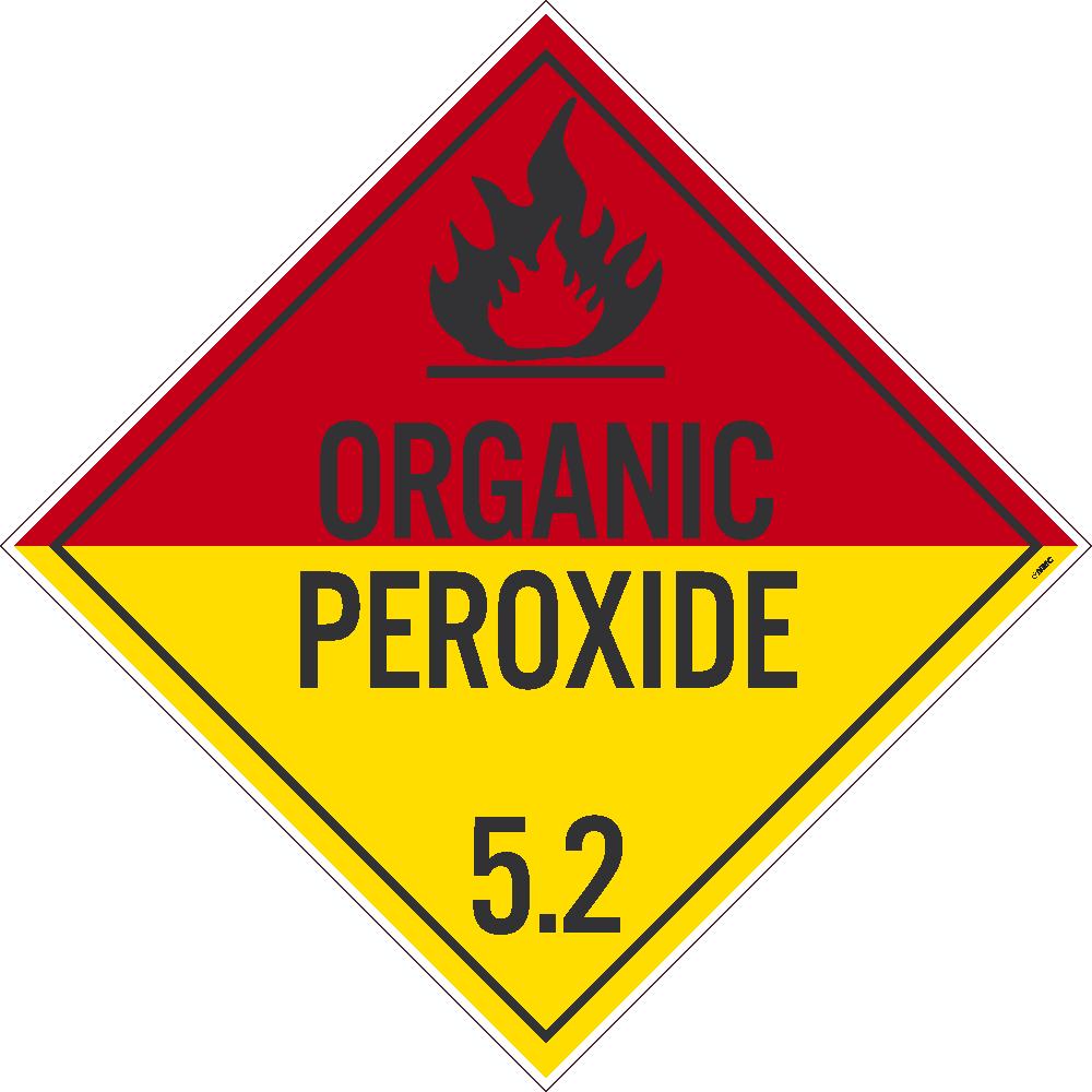 Placard, Organic Peroxide 5.2, 10.75X10.75, Removable Ps Vinyl, Pack 1