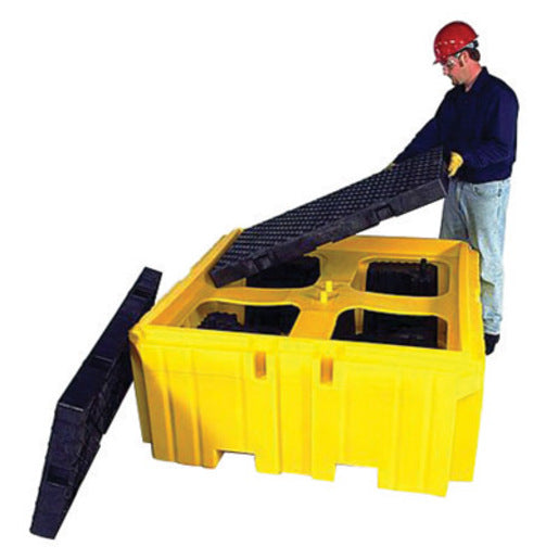 UltraTech 62" X 62" X 28" Ultra-IBC Spill Pallet Plus Yellow Polyethyl