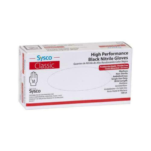 Sysco Classic High Performance 3.5 Mil Black Nitrile Powder Gloves (Ca